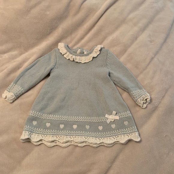 Max Studio | Dresses | Max Studio Baby Dusty Blue Sweater Dress With ...